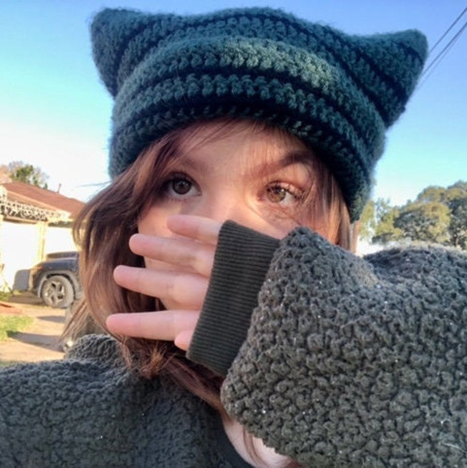 Crocheted Cat Ear Beanie Handmade Cat Beanie - Etsy