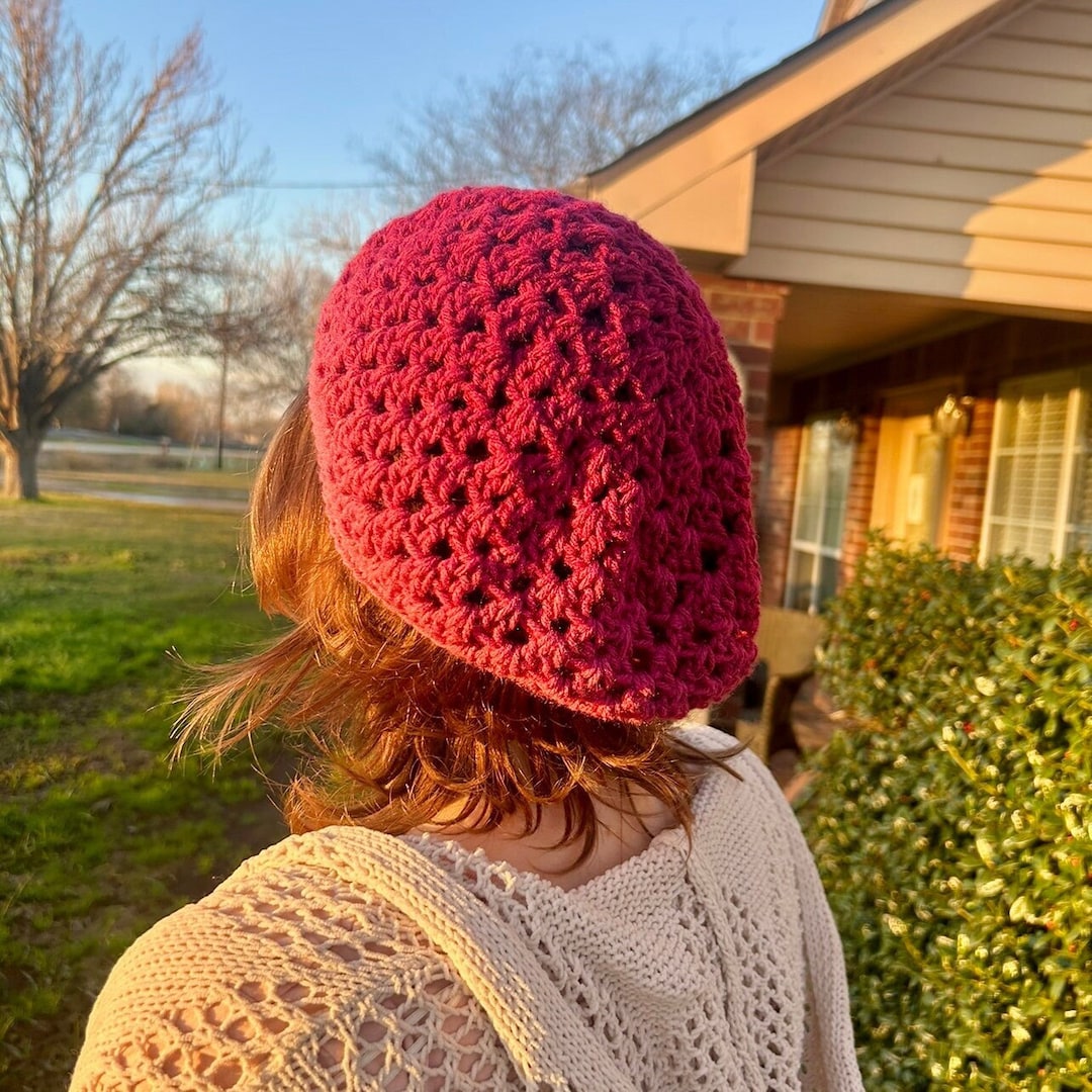Y2k Crochet Beret - Handmade Beret Hat - Etsy