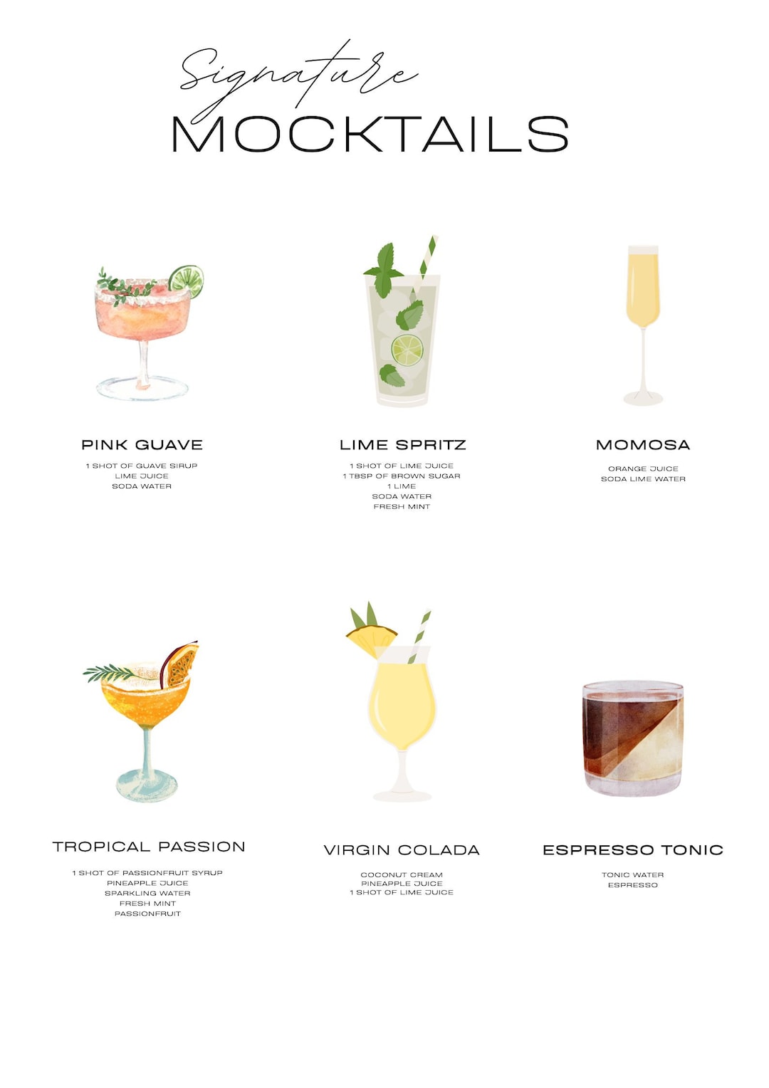 Mocktail Card for Every Occasion to Print Out - Etsy