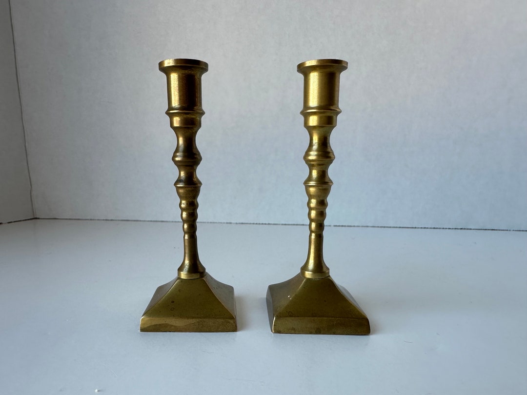 Set of 2 Vintage Miniature Brass Candlestick Holders, Vintage Brass ...