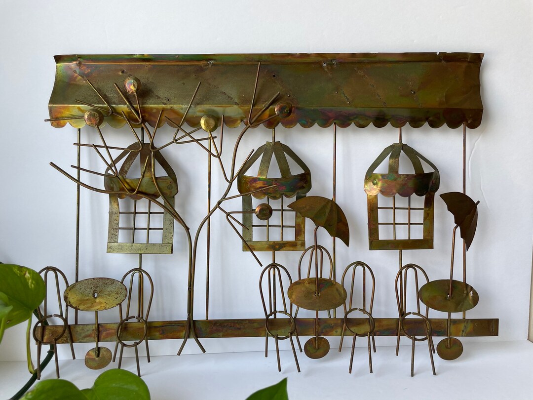 Vintage Jere Style Wall Hanging, Brutalist Decor, Copper Wall Decor ...