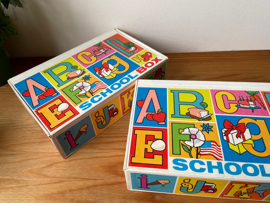Set of 2 Vintage School Boxes Cardboard Boxes Vintage | Etsy