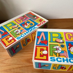 Set of 2 Vintage School Boxes, Cardboard Boxes, Vintage Storage, Fun ...