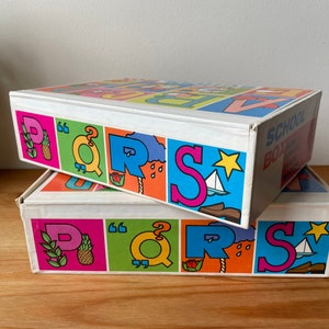 Set of 2 Vintage School Boxes, Cardboard Boxes, Vintage Storage, Fun ...