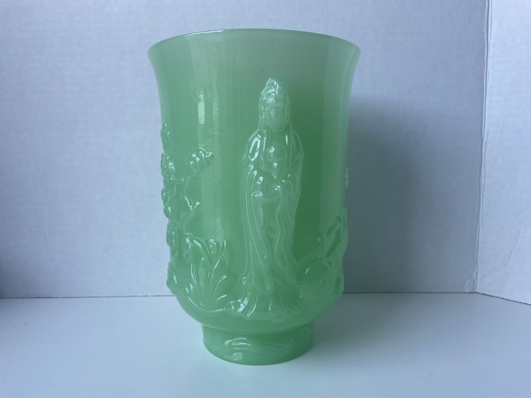Vintage 1920s/30s Fenton Jadeite Chinese Style Vase, Rare Fenton ...