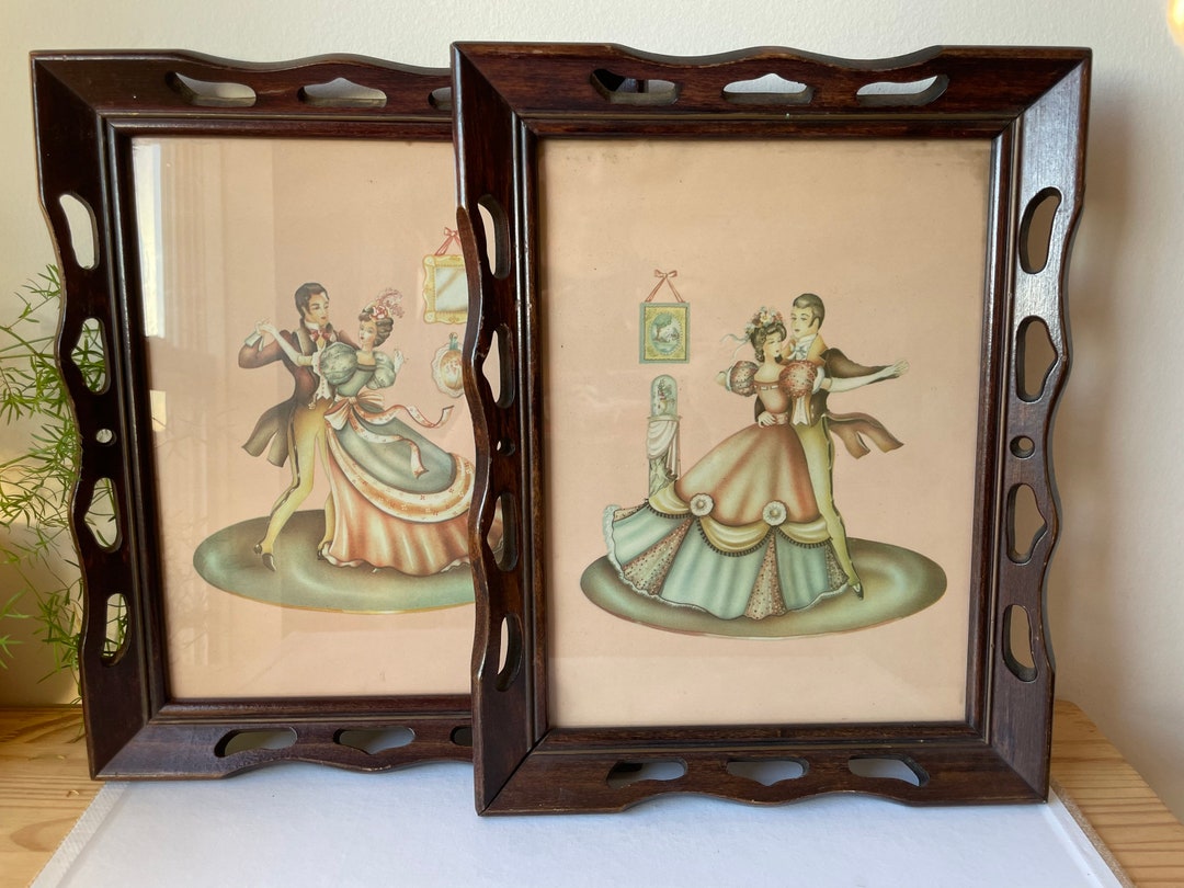 Pair of 1940s Vintage Framed Prints, Vintage Boudoir Art, Vintage ...