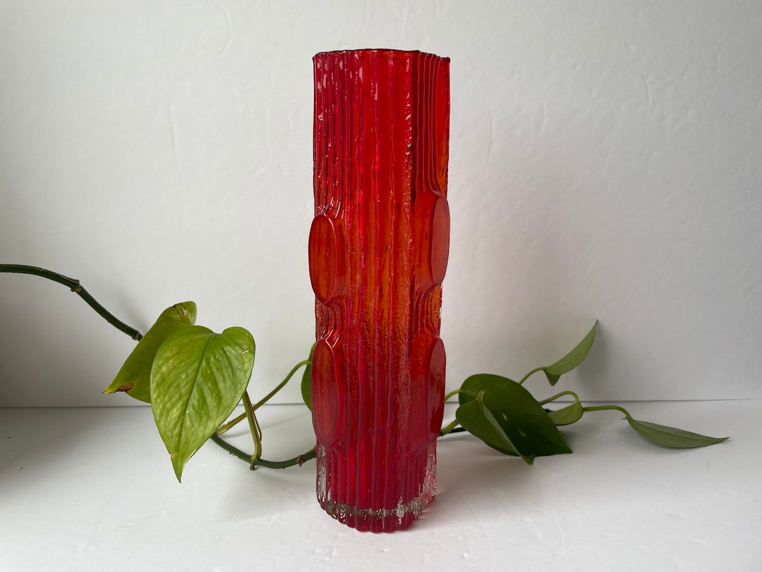 Vintage Tree Trunk Art Glass Vase, Vintage Whitefriar Style Tree Trunk ...