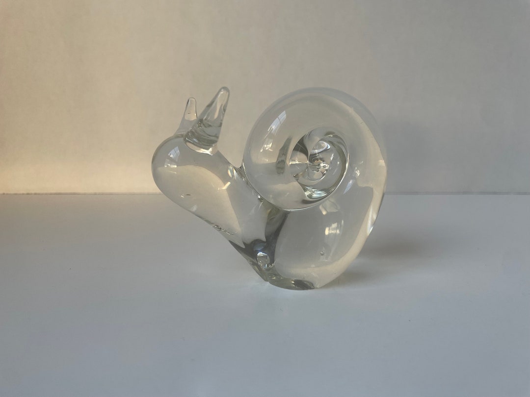 Vintage Glass Snail Figurine, Vintage Snail Glass Paperweight, Glass ...