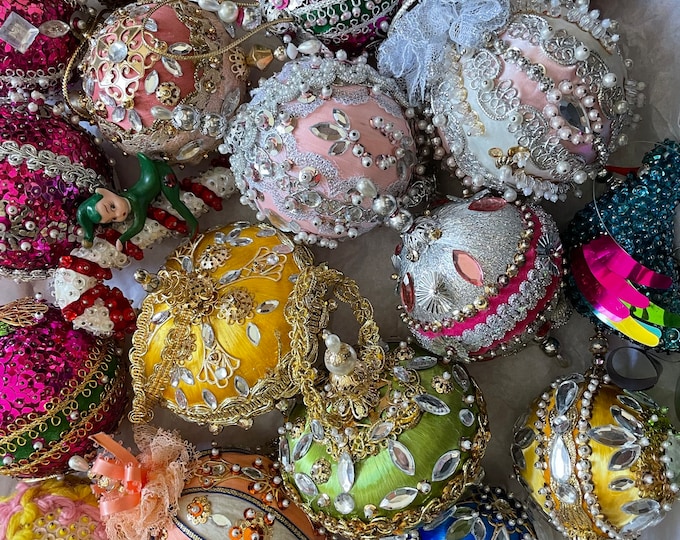 Vintage Handmade Sequin Ornaments, Vintage Sequin Ornaments, Vintage ...