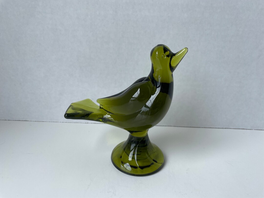 Vintage Viking Glass Epic Robin, Green Viking Glass Bird, Viking Glass ...