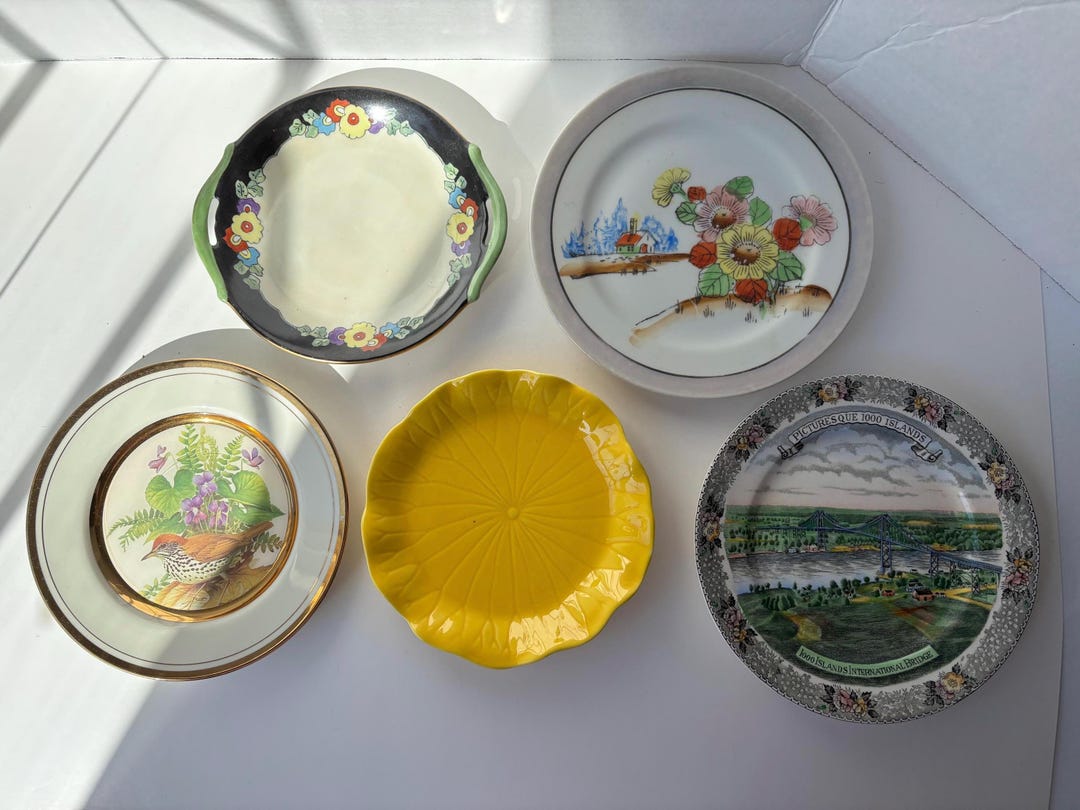 Vintage Plate Instant Collection- 5 Vintage Mismatched Complementary ...
