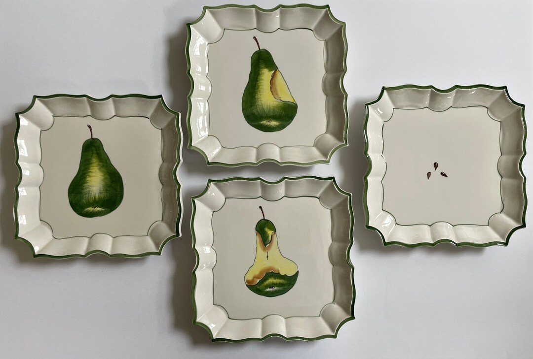 Set of 4 Vintage Vietri Italy Disappearing Pear Plate Wall Hanging ...