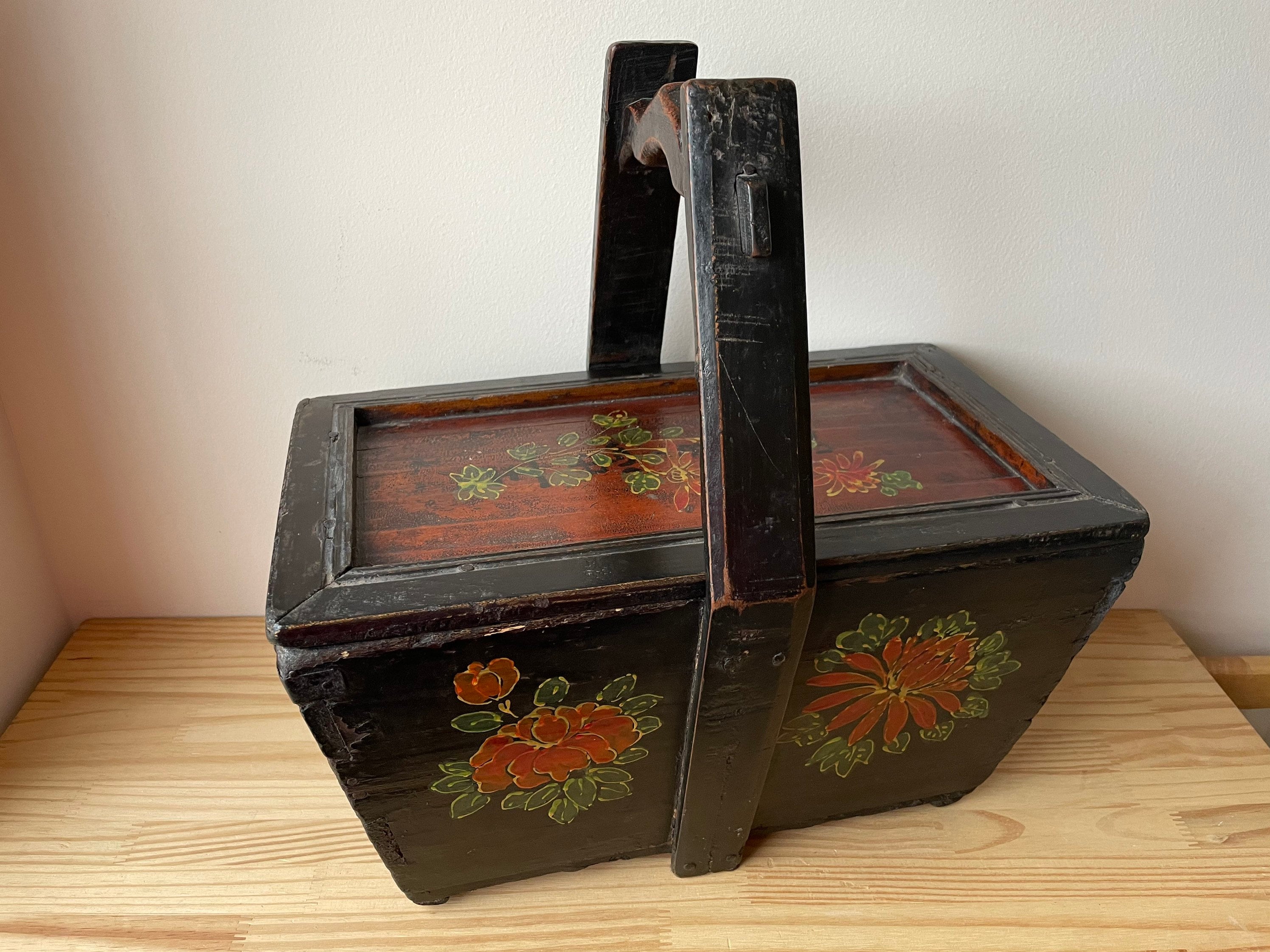 Vintage East Asian Wood Wicker Wrapped Rice Holder with Domed Lid ...