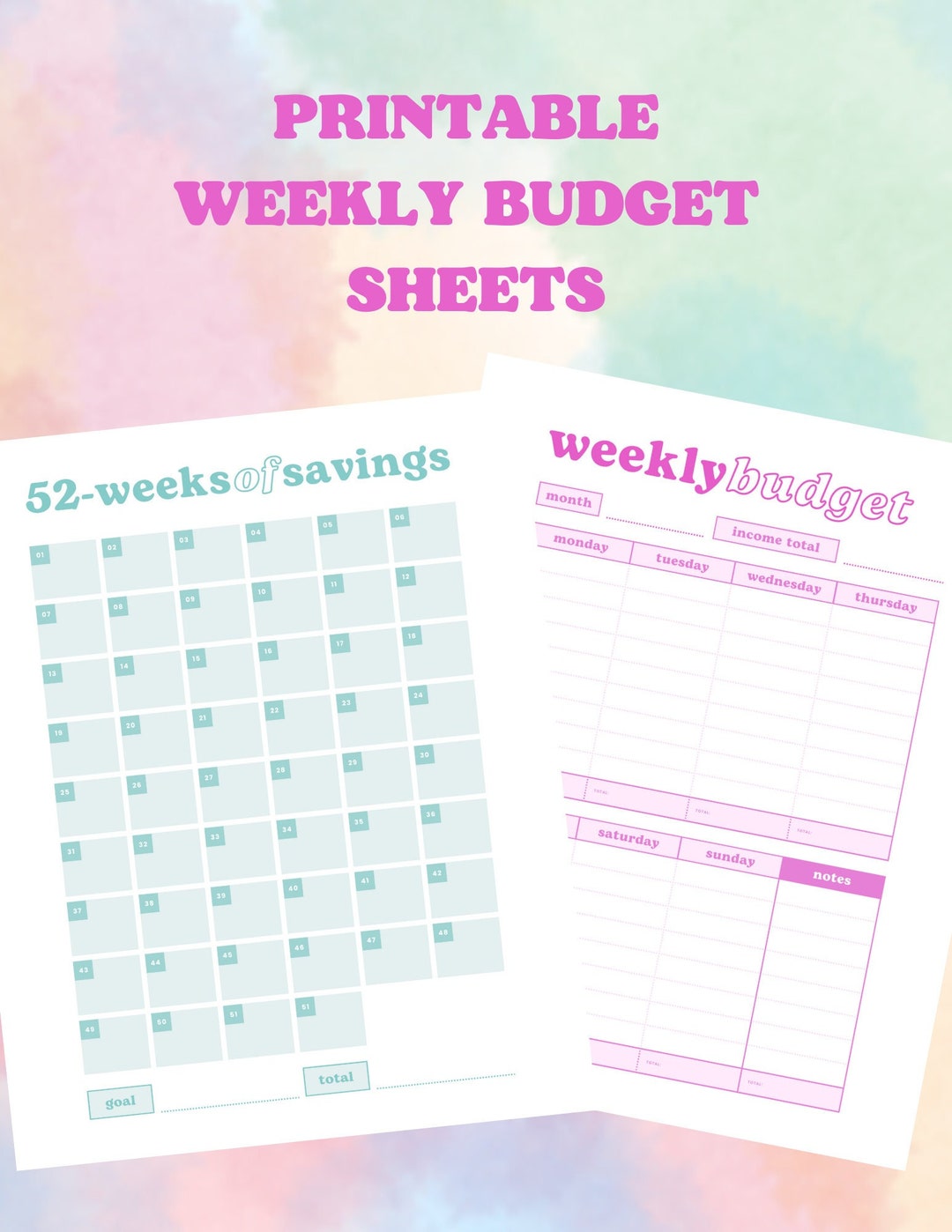 Printable Budget Tracker Weekly Budget Template Financial Tracker ...