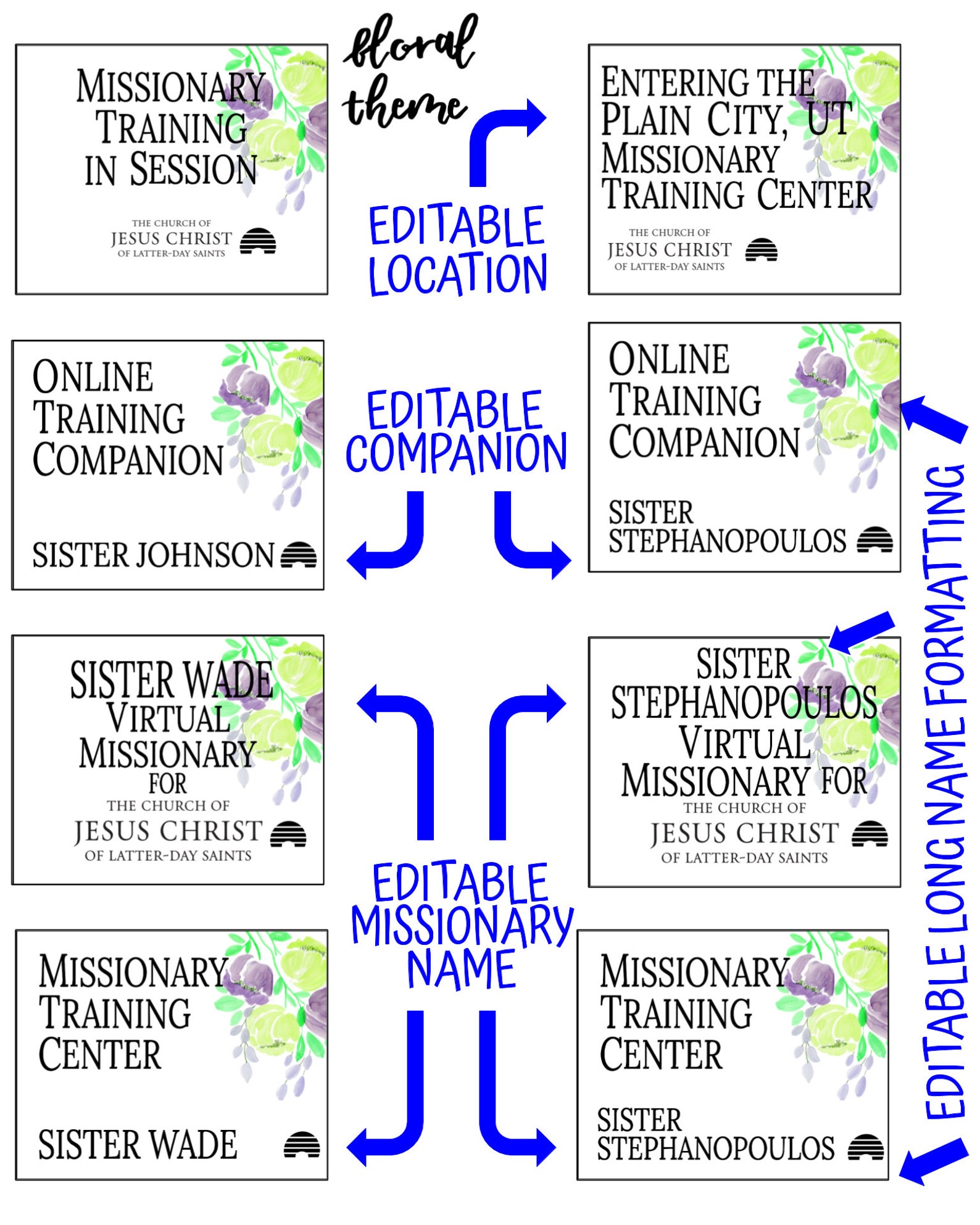 24 EDITABLE Home MTC Signs for LDS Missionary - Edit to Personalize ...
