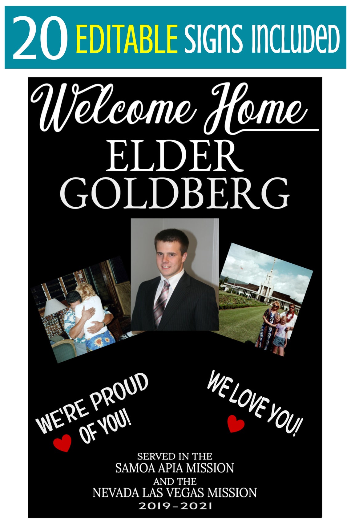 Digital Welcome Home LDS Missionary Signs Edit to PERSONALIZE Your Own ...