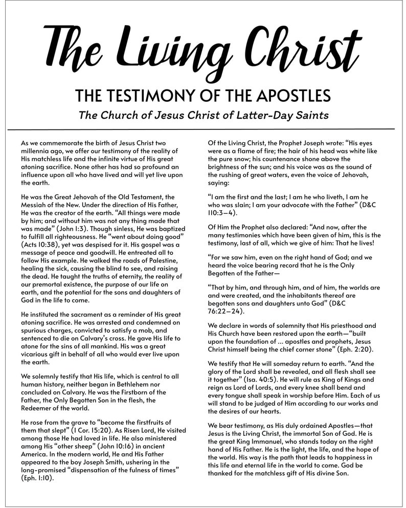 The Living Christ the Church of Jesus Christ of Latter-day - Etsy