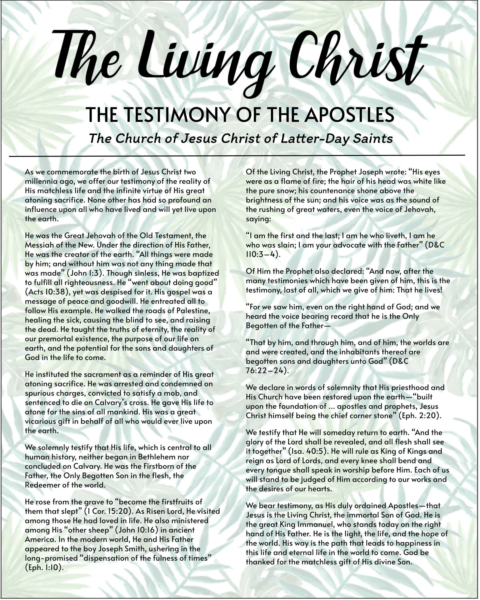 The Living Christ the Church of Jesus Christ of Latter-day - Etsy