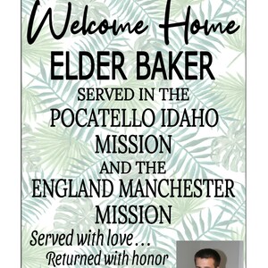 Welcome Home LDS Missionary Signs/yard Signs - Edit to PERSONALIZE Your ...
