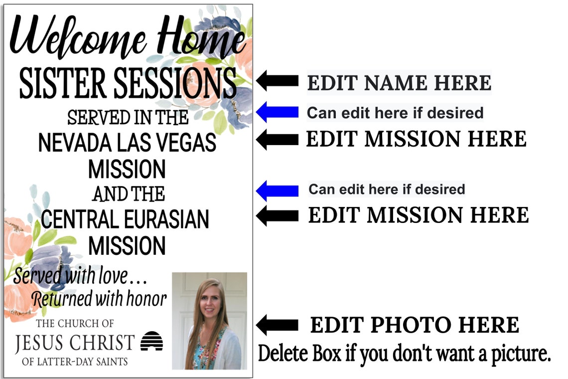 Digital Welcome Home LDS Missionary Signs - Edit to PERSONALIZE Your ...