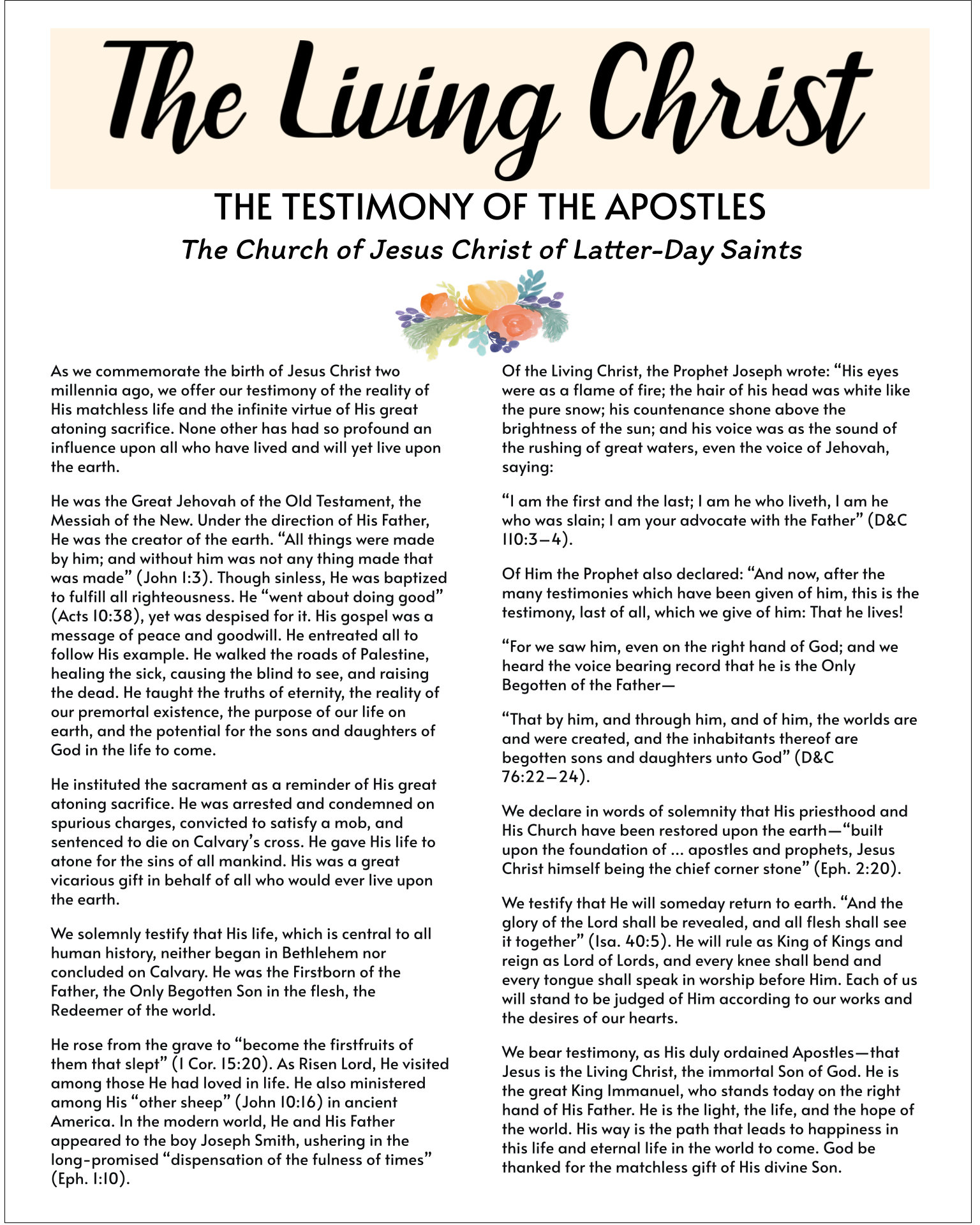 The Living Christ the Church of Jesus Christ of Latter-day - Etsy