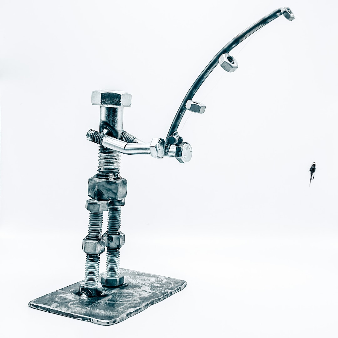 Metal Nuts and Bolts Fishing Figure Figurine Art Artwork Sculpture ...