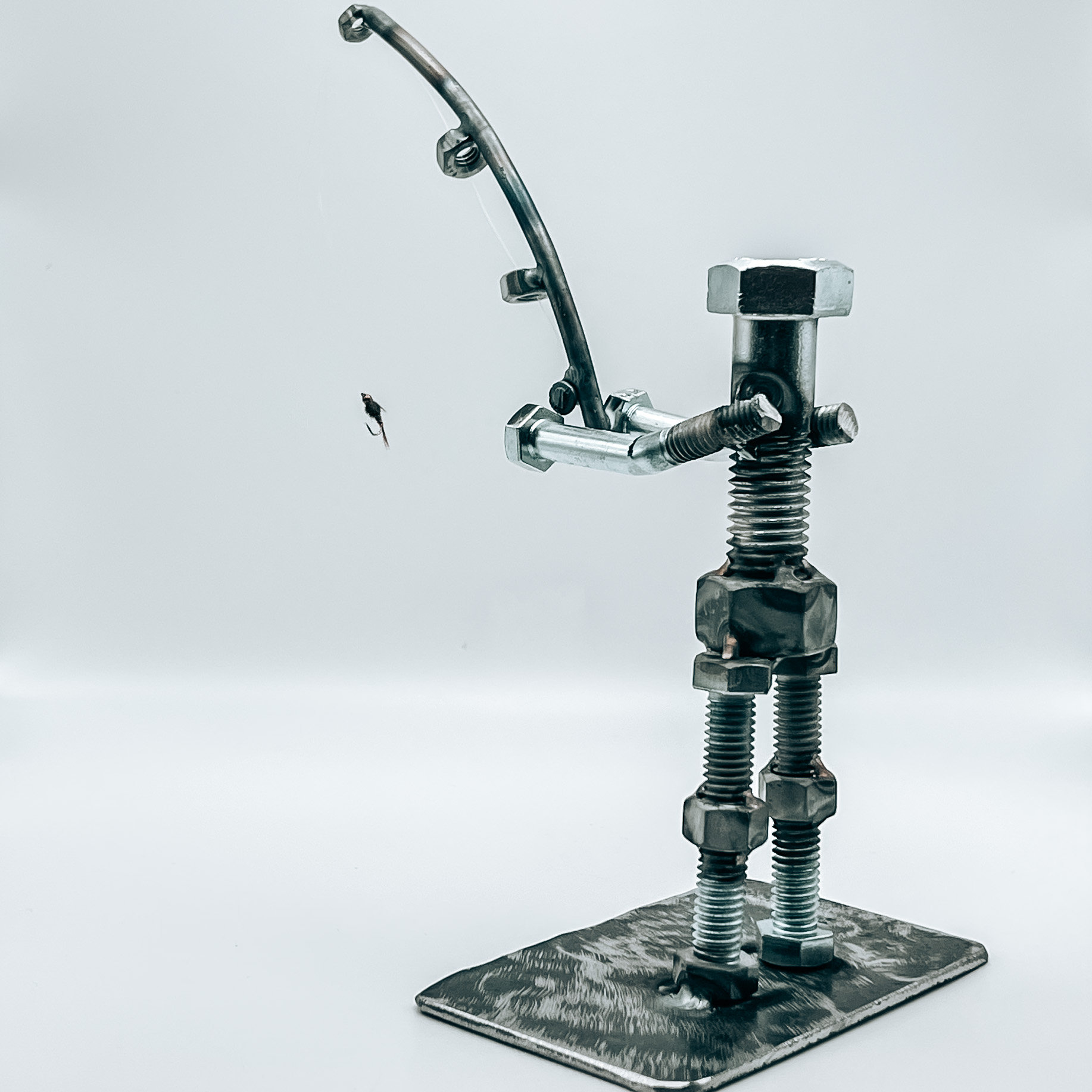 Metal Nuts and Bolts Fishing Figure Figurine Art Artwork Sculpture ...