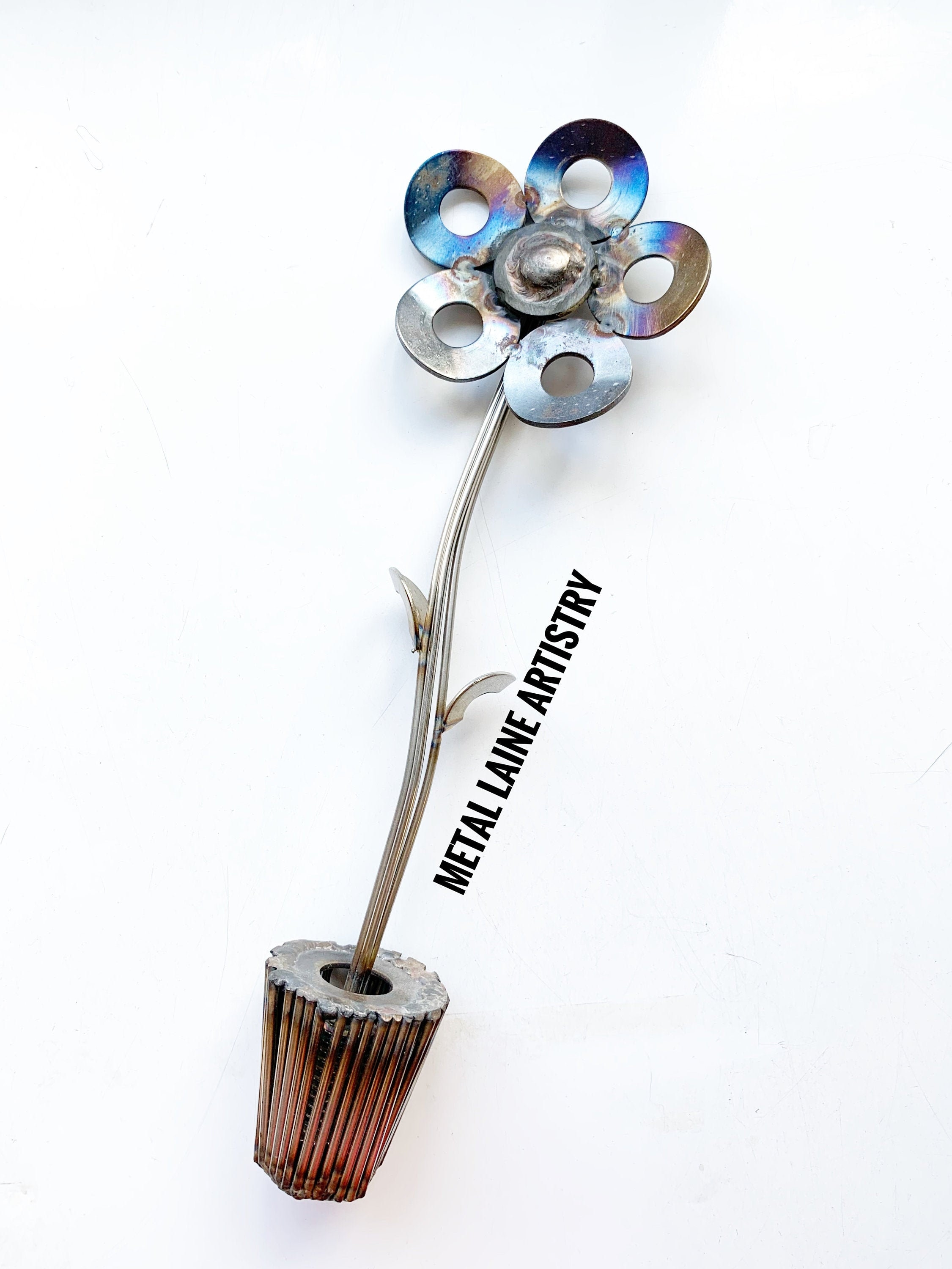 Flower Made From Washers and Scrap Metal and Metal Pieces Art Artwork ...