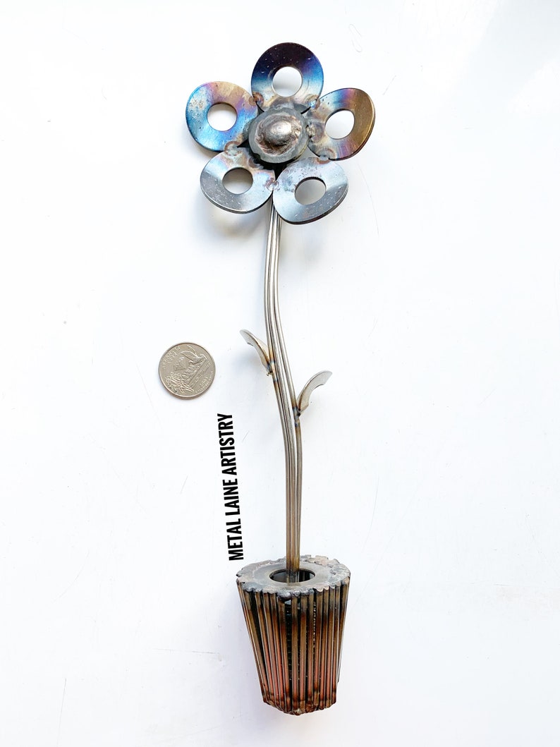 Flower Made From Washers and Scrap Metal and Metal Pieces Art Artwork ...