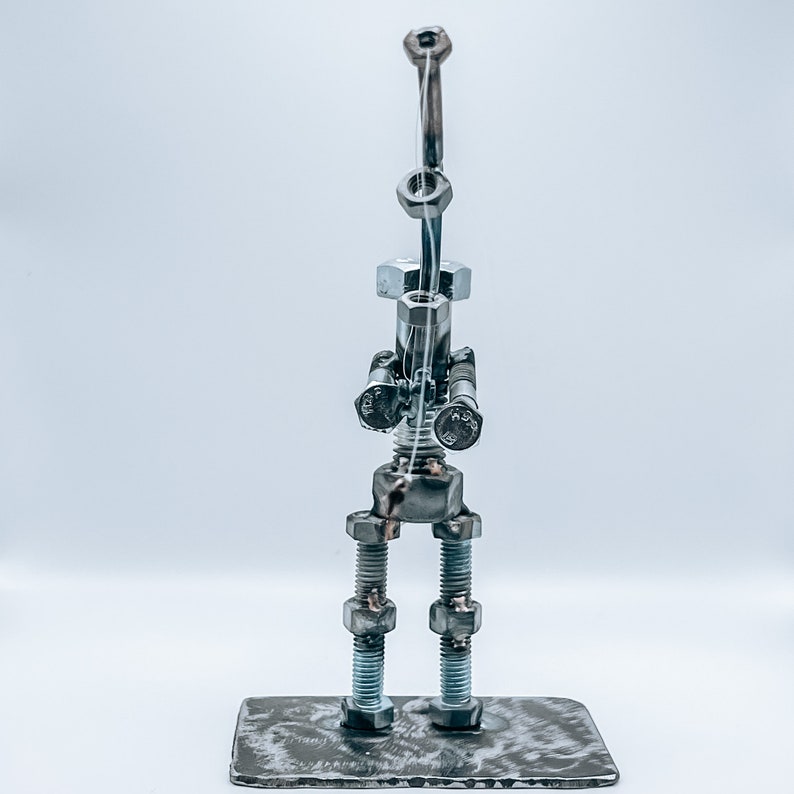Metal Nuts and Bolts Fishing Figure Figurine Art Artwork Sculpture ...