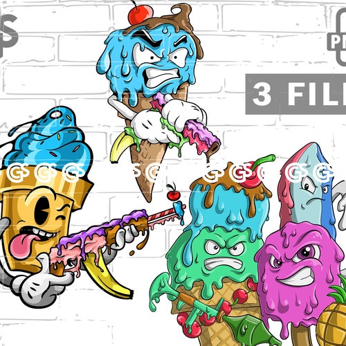 Ice Cream Gang BUNDLE 3 SVG PNG Files Gangster T-shirt | Etsy