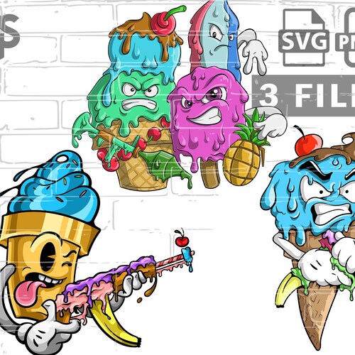 Ice Cream Gang BUNDLE 3 SVG PNG Files Gangster T-shirt | Etsy UK