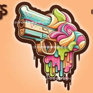 Graffiti Gun PNG, Ice Cream T-shirt Digital Design, Streetwear, Pistol ...