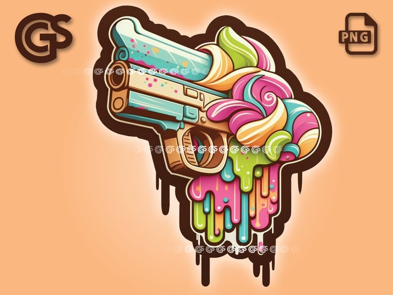 Graffiti Gun PNG Ice Cream T-shirt Digital Design - Etsy