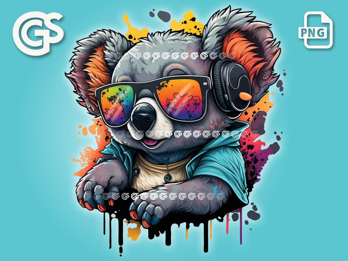 Cool Koala PNG - T-shirt Sticker Digital File, Cute Koala Bear Lover ...