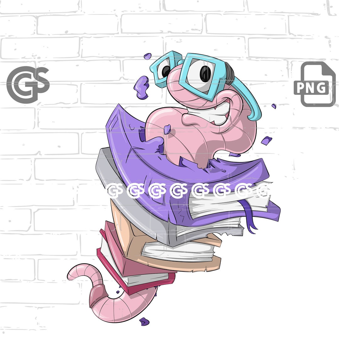 The Bookworm! - PNG Design Worm Bookclub Sublimation Vector Reading ...