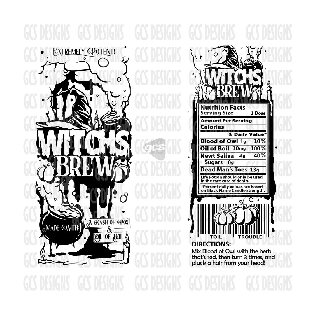 Witch's Brew Label for Sublimation, Waterslides, Halloween Tumbler, Cup ...