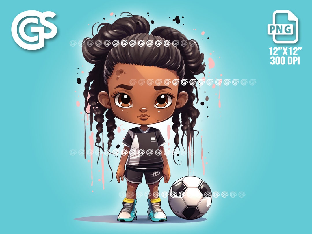 Black Soccer Girl PNG - Futbol Football Player Tshirt Sticker Digital ...