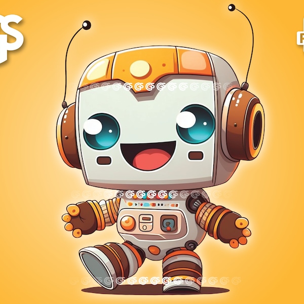 Cute Robot Clipart - Etsy