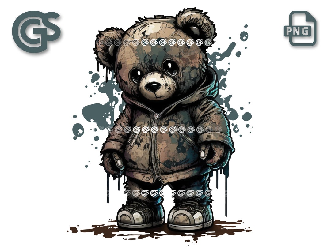 Grunge Teddy Bear PNG File - Digital T-shirt Bears PNG, Graffiti ...