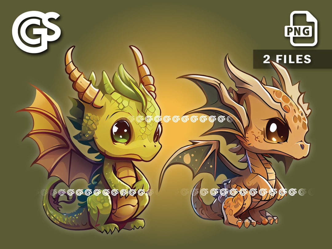 Adorable Chibi Dragon Bundle (2) PNG - Twitch Emote T-shirt Digital ...