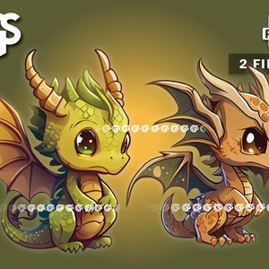 Adorable Chibi Dragon Bundle (2) PNG - Twitch Emote T-shirt Digital ...