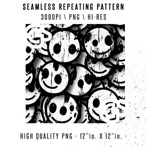 Digital Paper Smiley Faces - Seamless Pattern Repeating Design File ...