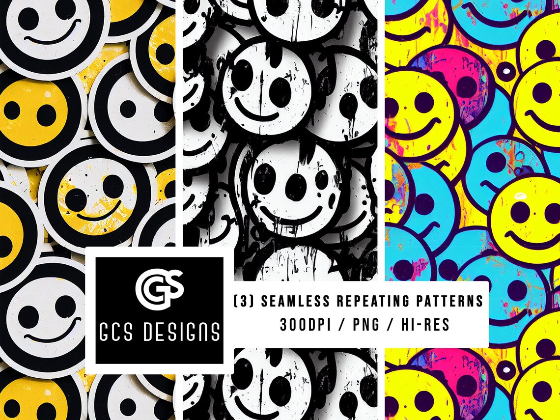 Digital Paper Smiley Faces Seamless Pattern Repeating Design - Etsy