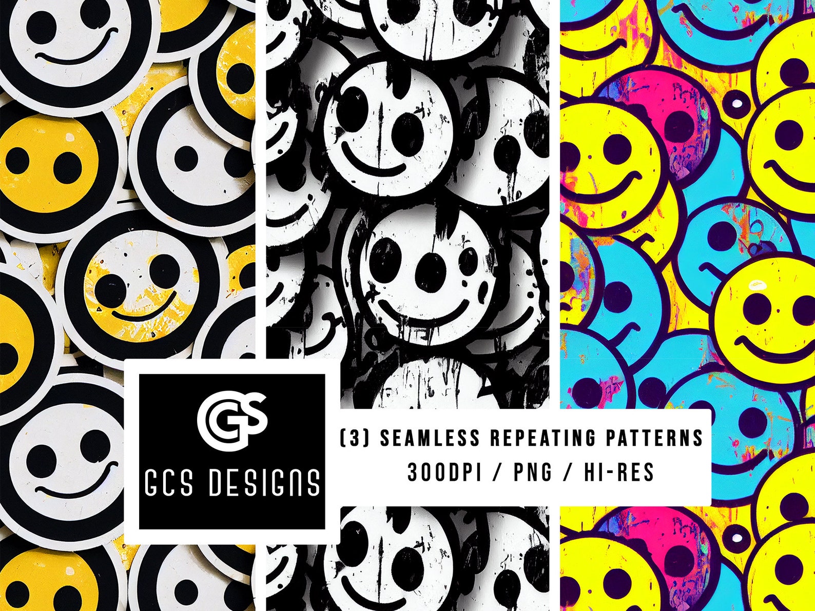 Digital Paper Smiley Faces Seamless Pattern Repeating Design - Etsy