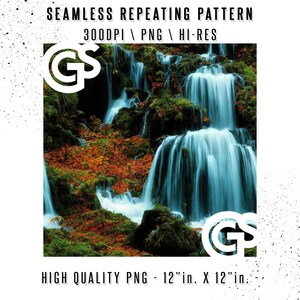 Digital Paper Waterfalls - (3) Seamless Pattern Repeating Design File, Background PNG ...