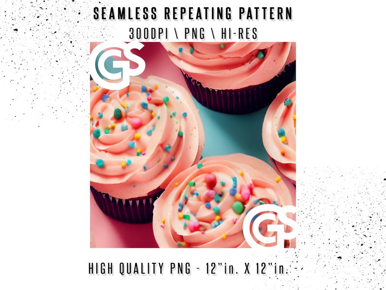 Digital Paper PNG Cupcakes Seamless Pattern Repeating Design - Etsy