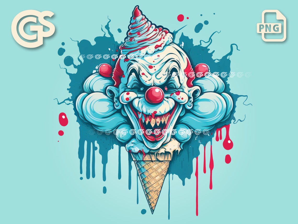 Creepy Ice Cream Clown PNG File Trippy Graffiti Digital - Etsy