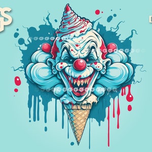 Creepy Ice Cream Clown, PNG File - Trippy Graffiti Digital T-shirt ...