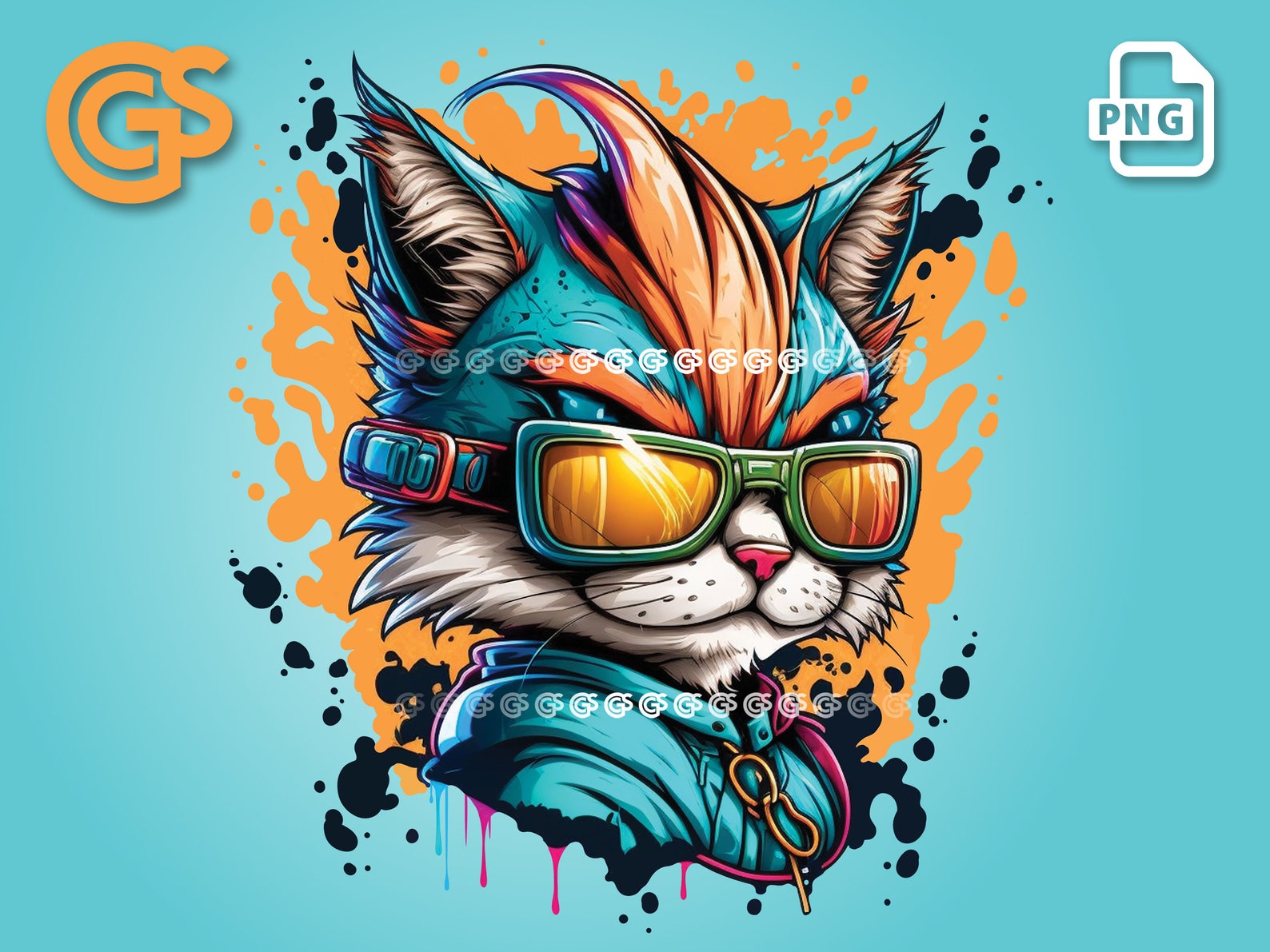 Hip Graffiti Cat PNG Kitten T-shirt Sticker Digital File - Etsy